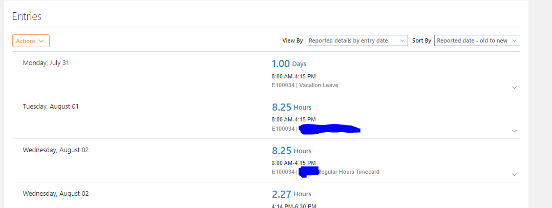 Display Timecard From Days To Hours For Absence — Cloud Customer Connect