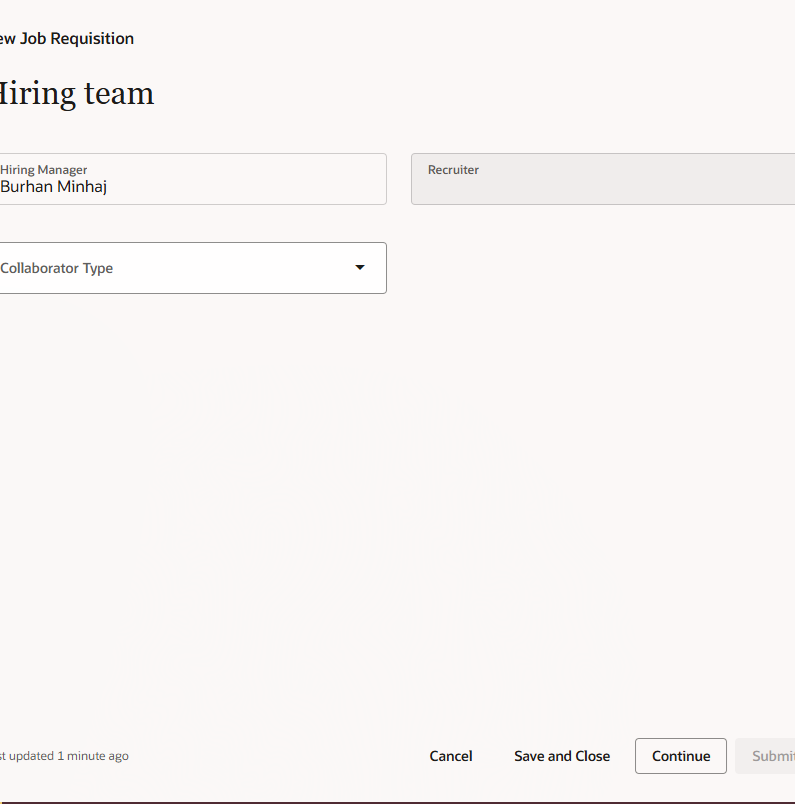 Create Job Requisition Recruiter Manager Field Not Rendering The Data