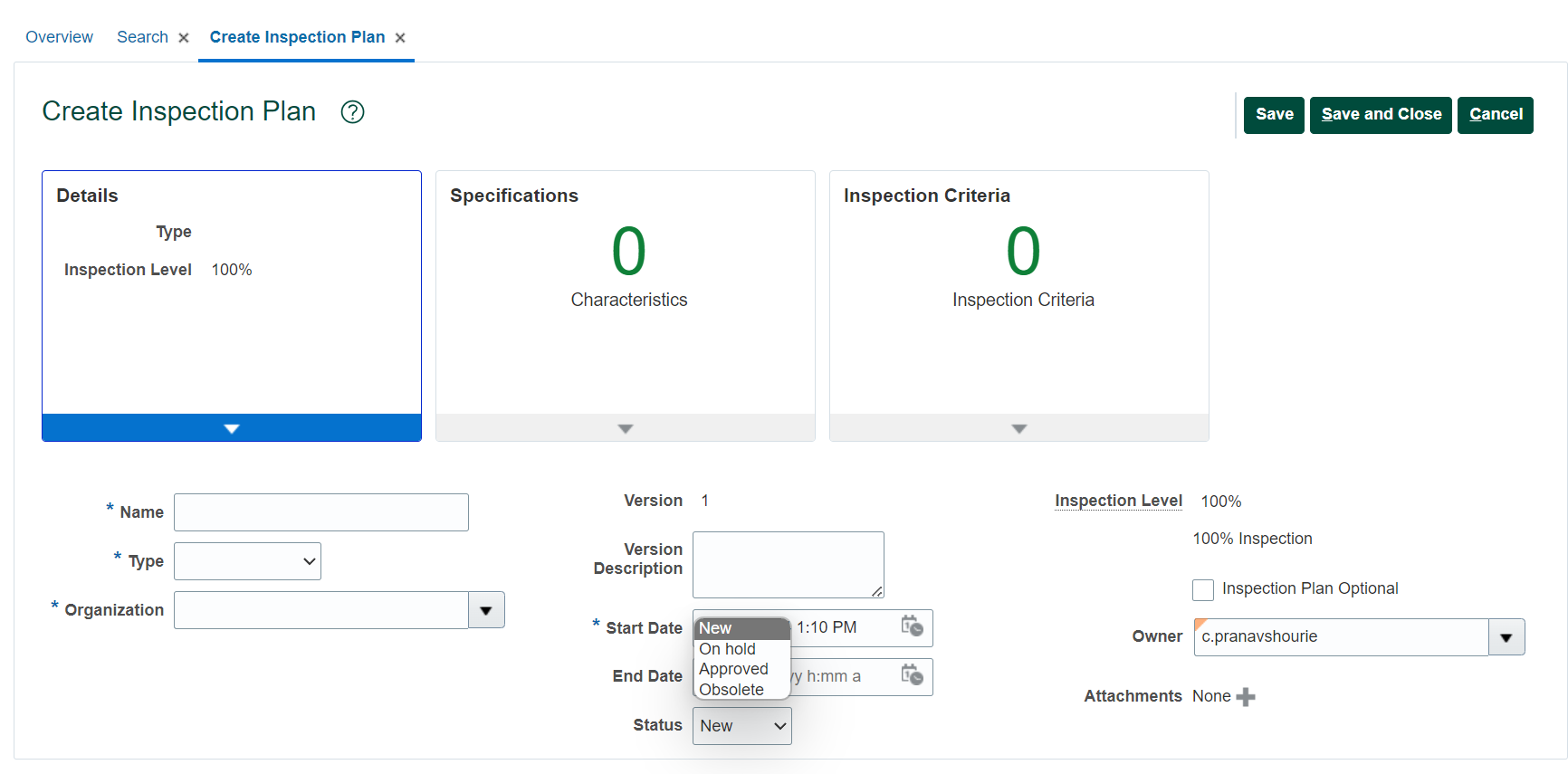 How To Hide Approved From Inspection Plan List Of Values — Cloud Customer Connect