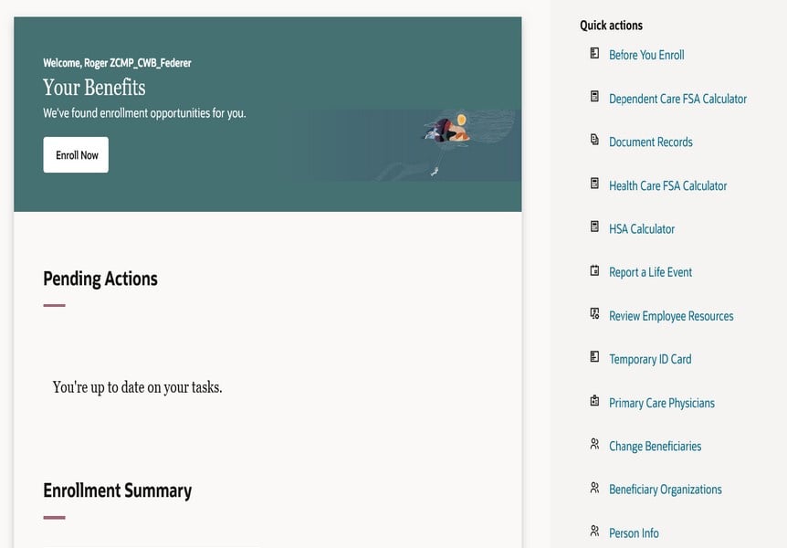 Redwood - How to change/hide the list of quick actions in Benefit Self Service Page — Cloud ...