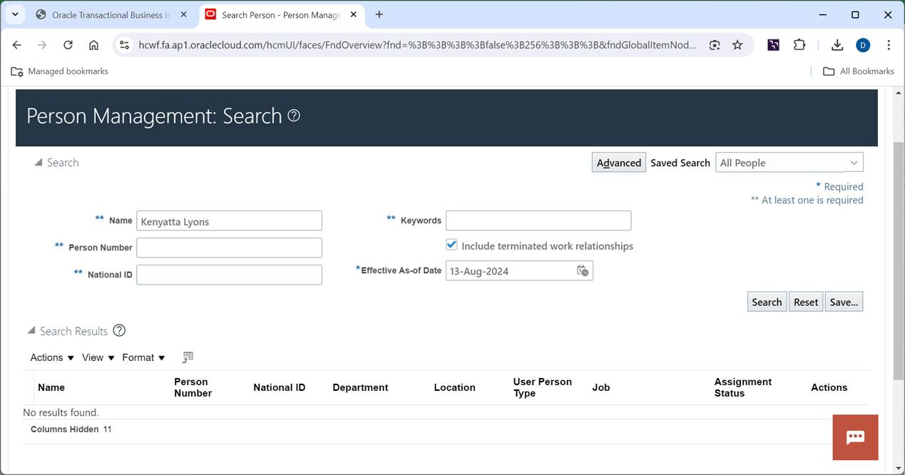 Former Employee Not Visible In Orc For Bhr — Cloud Customer Connect