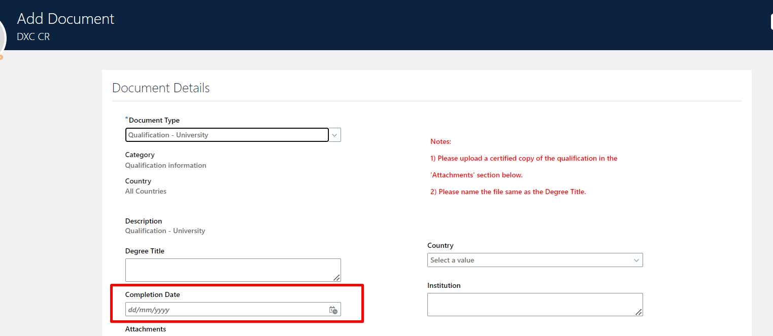 How to make the Completion Date as mandatory in Me -> Document Records ...