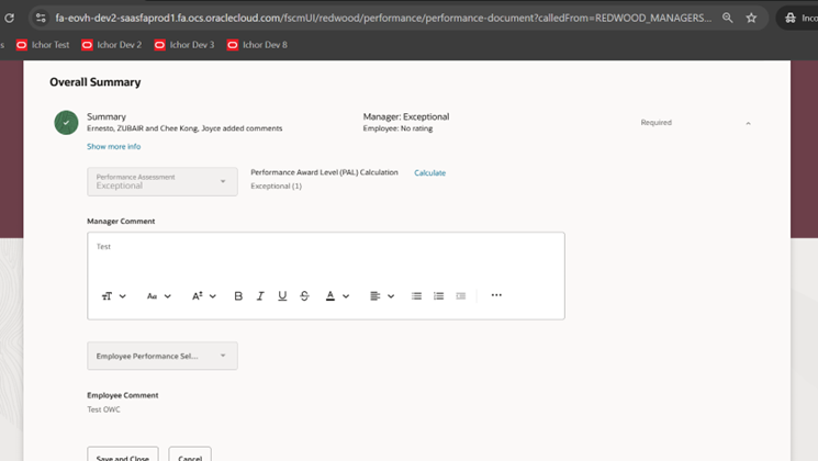 REDWOOD -Employee Calculated Rating is not coming in Line Manager Performance Document for ...