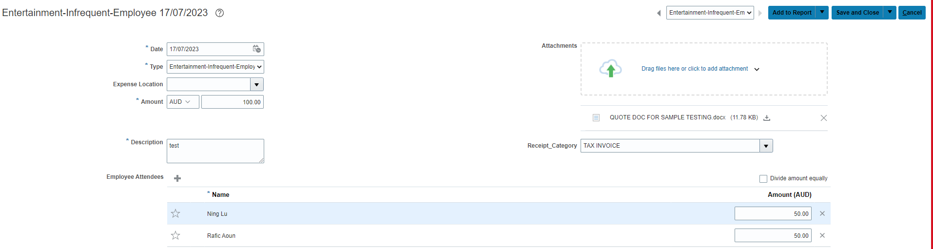 How to restrict attendees from other legal entity in create expense ...
