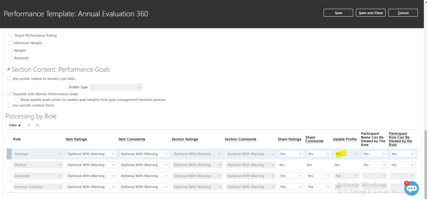 What is the significance of update profile option in "manage ...