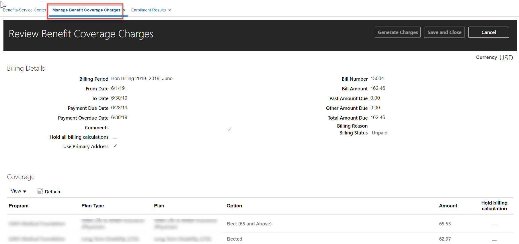 How To Get The Benefit Coverage Charges Of An Employee Is There A Bi Otbi Report Available
