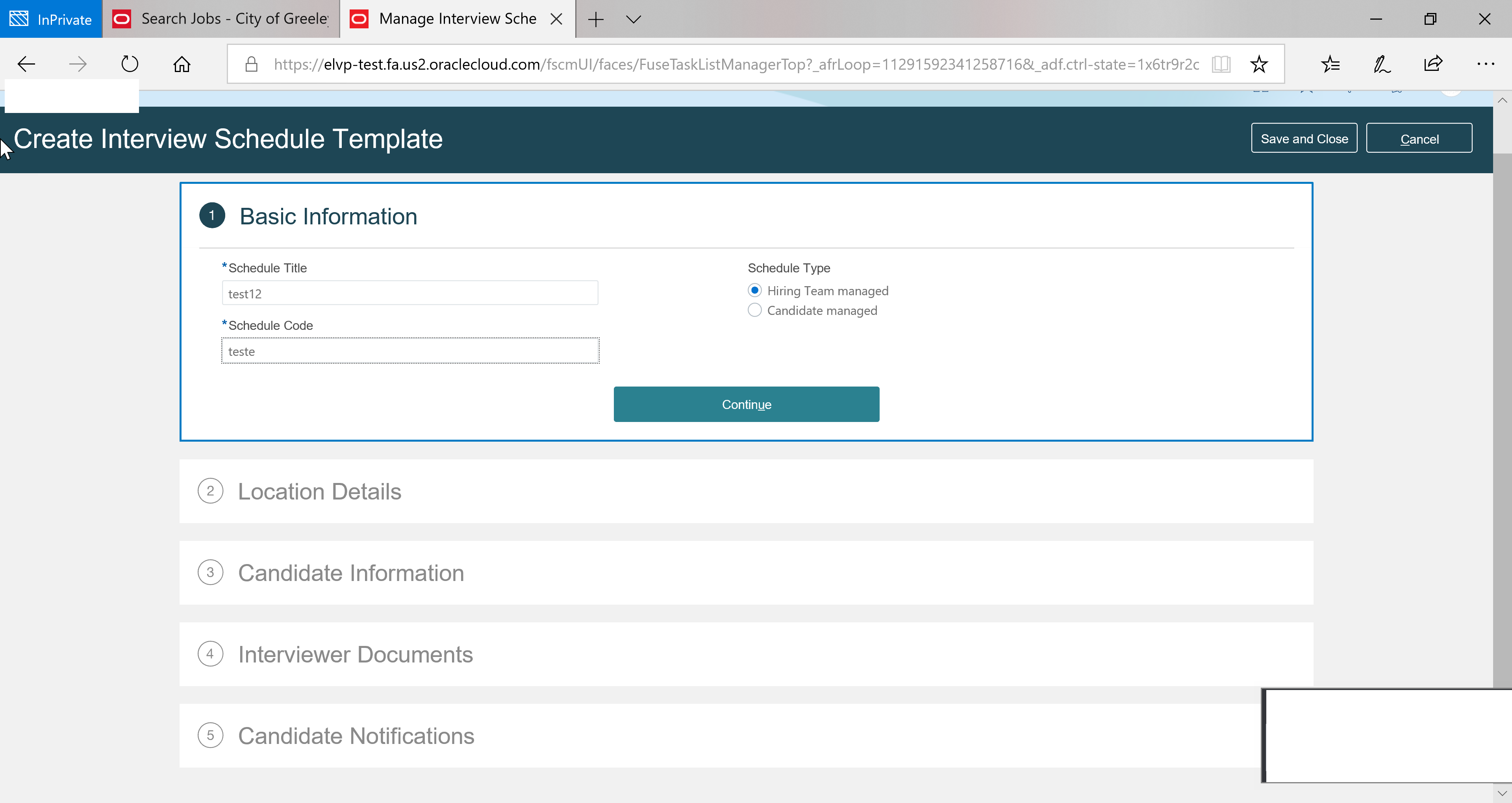 Settings section not appearing in Interview Schedule template — Cloud ...