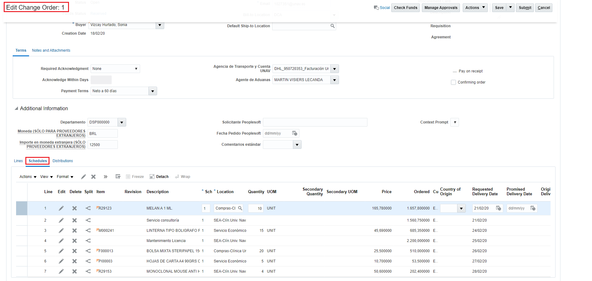 When editing a purchase order, the systems goes to "Schedule" tab by ...