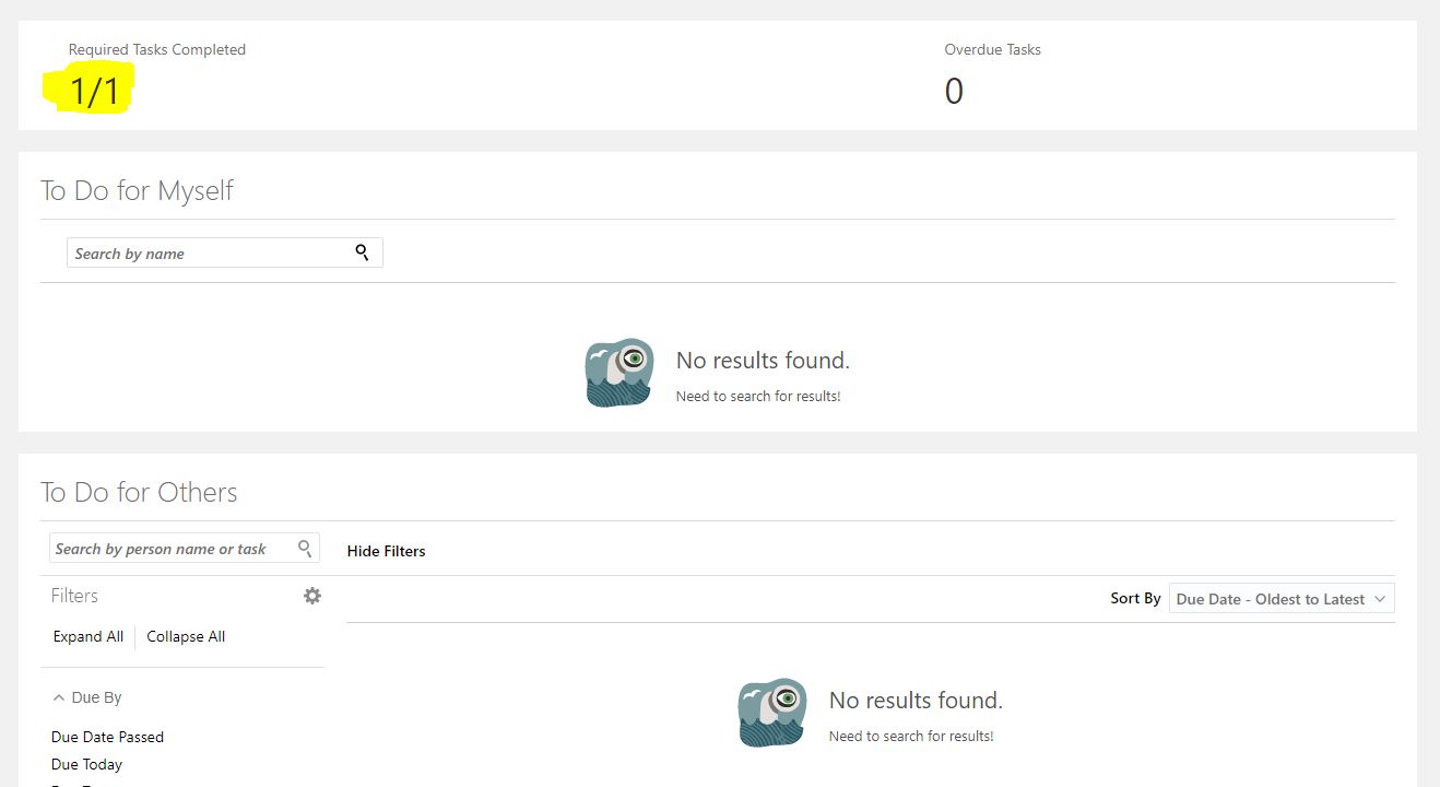 View Completed task (Checklist) — Cloud Customer Connect