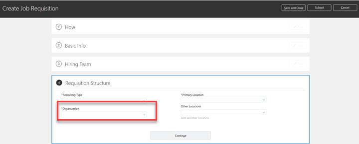 What Is The Security Affecting Organization Tree In Requisition Structure While Creating Job