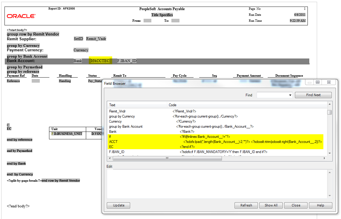 BI Publisher conditional field masking — Cloud Customer Connect