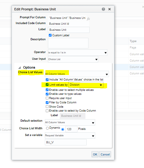 How to limit values prompt values when using choice list values from SQL Results — Cloud ...