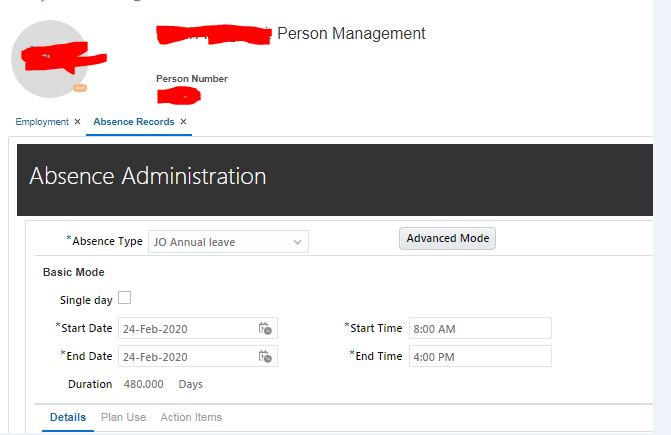 Absence Duration is not calculating correctly (Instead of 1 Day its ...