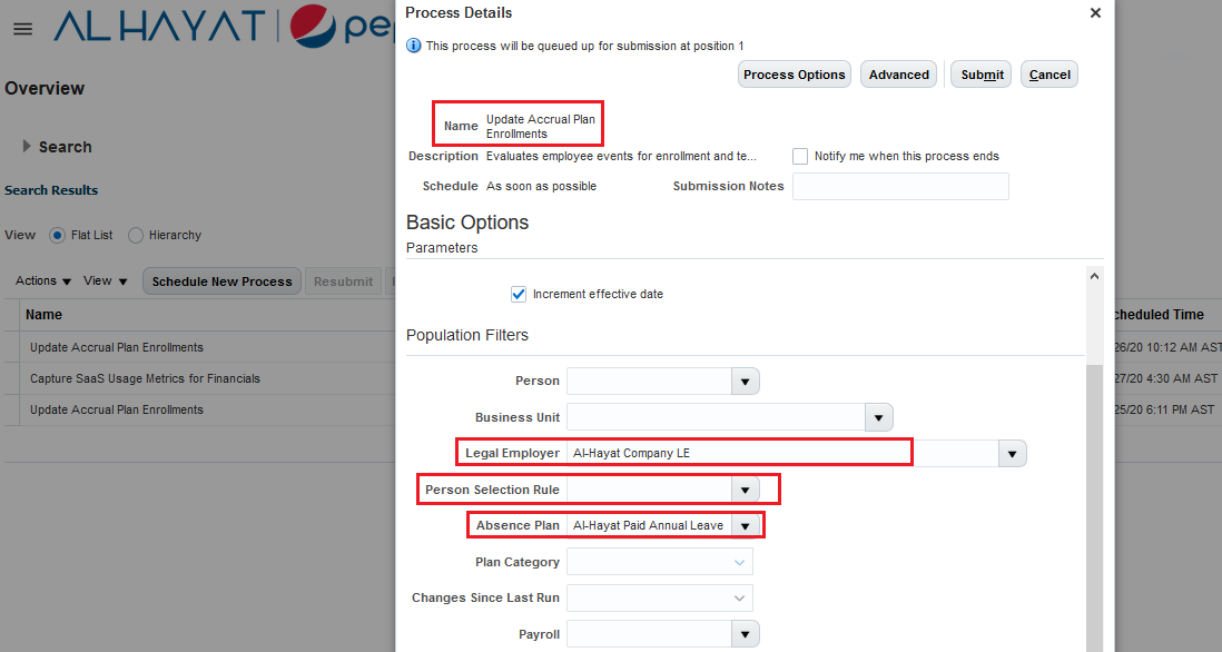 Update Accrual Plan Enrollments Process > Person Selection Rule to ...