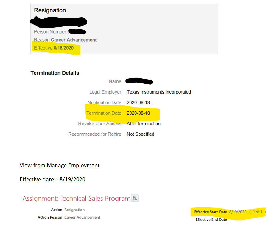 Termination Resignation Bip Template Incorrect Dates — Cloud Customer Connect