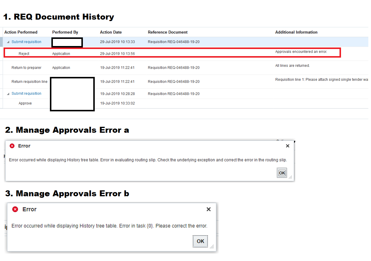 Auto Rejected Requisitions - "Approvals encountered an error." — Cloud ...