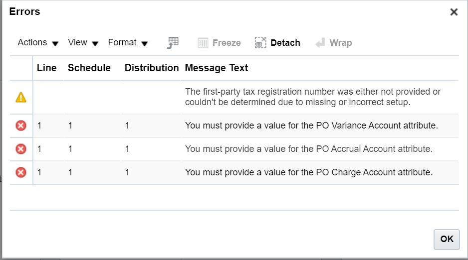 PO Charge Account and Other Error while Creating the PO — Cloud ...