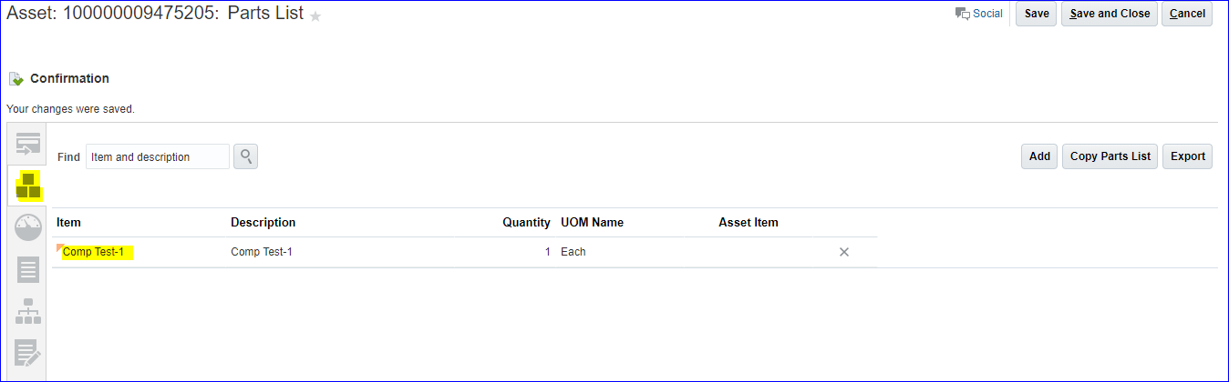 Benefits of Asset Parts List. — Cloud Customer Connect