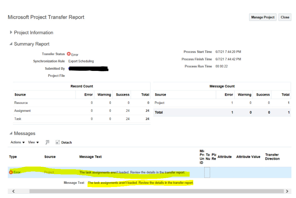 Integration From Microsoft Projects To Oracle Fusion — Cloud Customer Connect