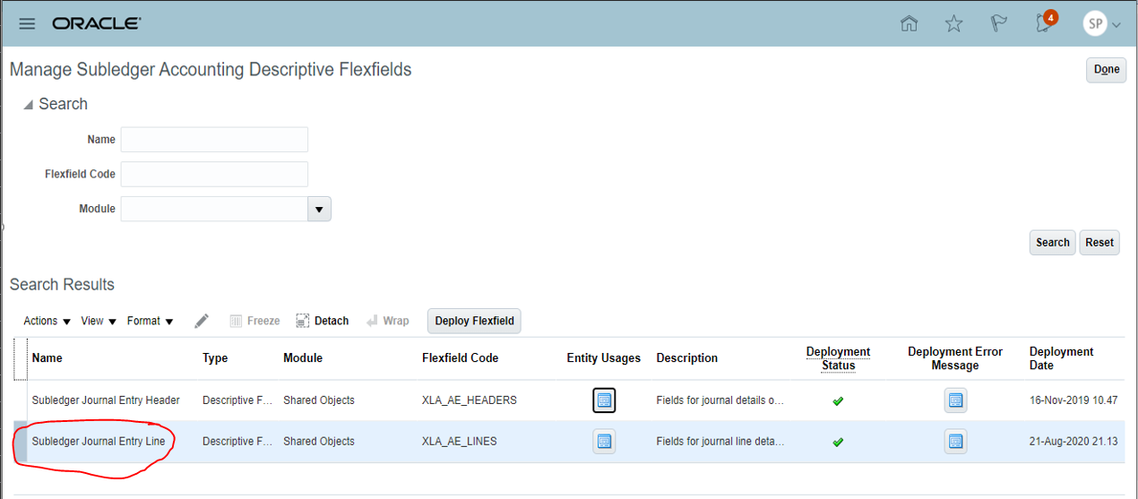 UI to view Subledger Accounting Descriptive Flexfields — Cloud Customer ...