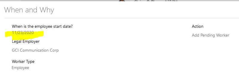 where to find "when is the employee start date" from offer letter in BI ...