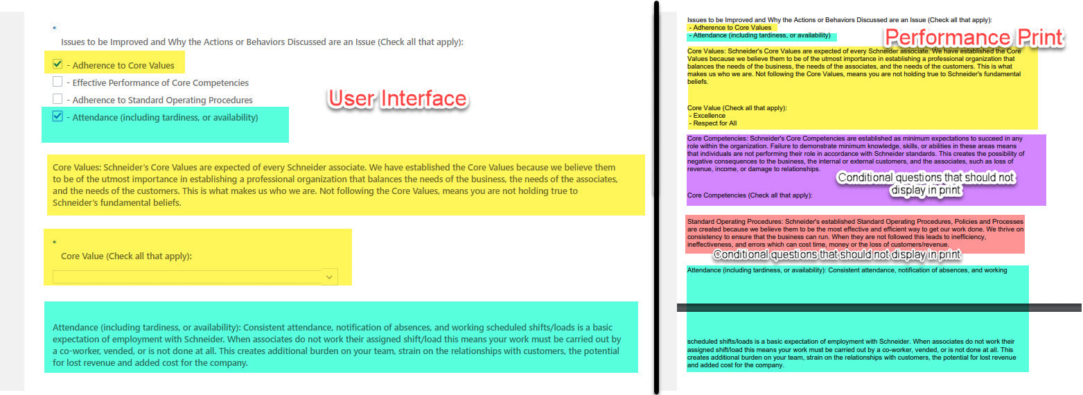 Performance Questionnaire Conditional Questions All Displaying In Performance Review Print