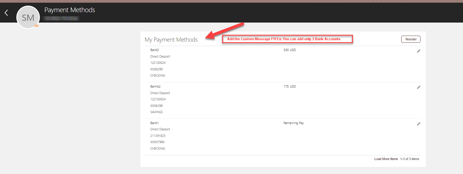 How to add new custom message Information FYI in personal payment ...