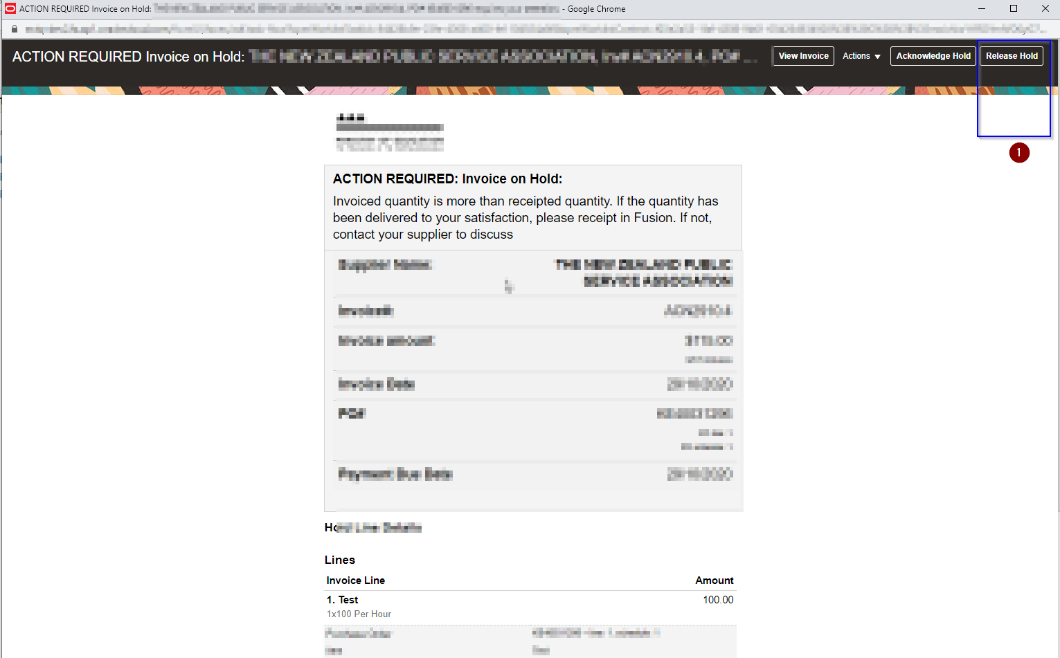 Ability to remove the "Release Hold" button from the Invoice Hold ...