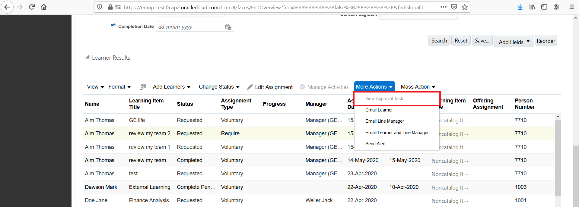'View Approval Task' button is greyed out — Cloud Customer Connect