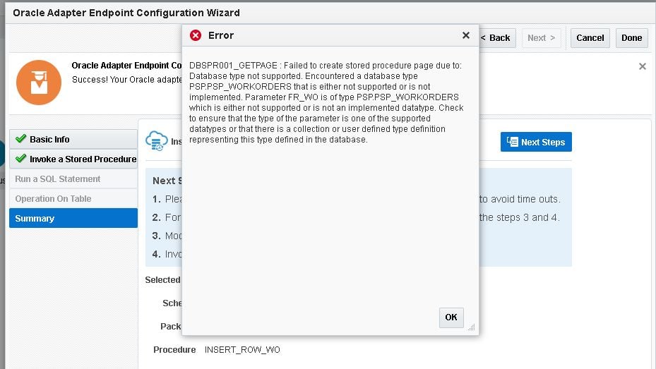 OIC atp can't invoke proc with %rowtype parameter — Cloud Customer Connect