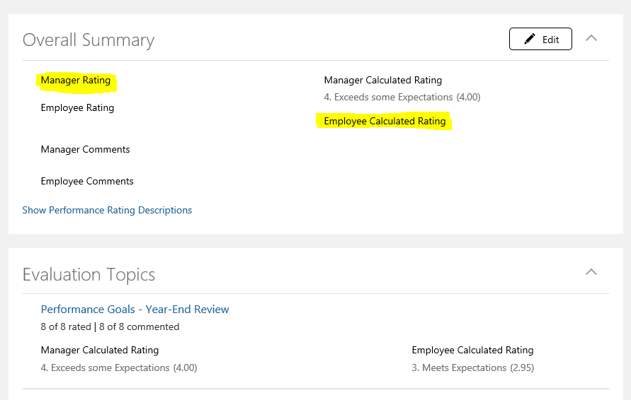 Employee Calculated Rating and Manager Rating are blank — Cloud ...