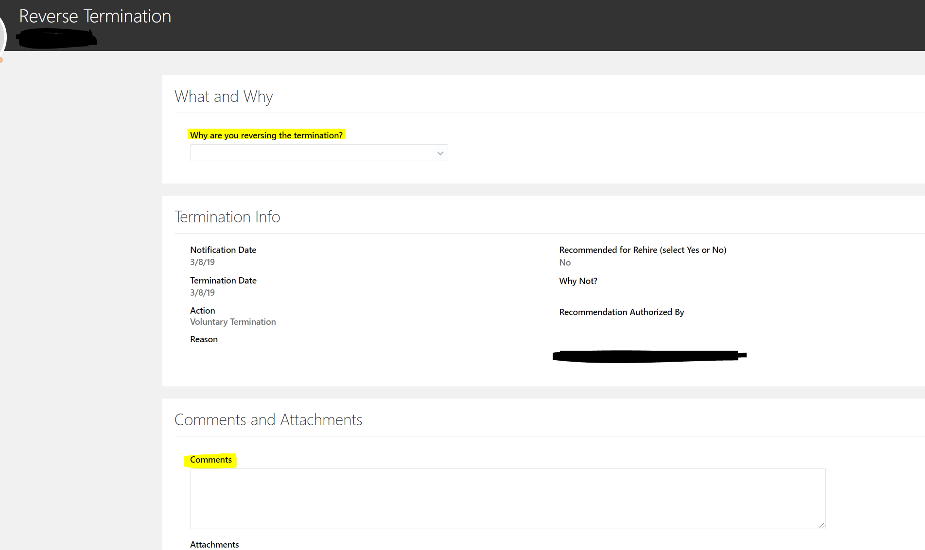 Reverse Termination Details — Cloud Customer Connect
