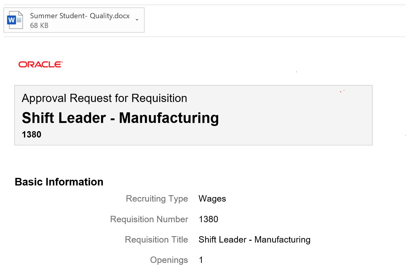 Default position description attached to all requisition approval workflows — Cloud Customer Connect
