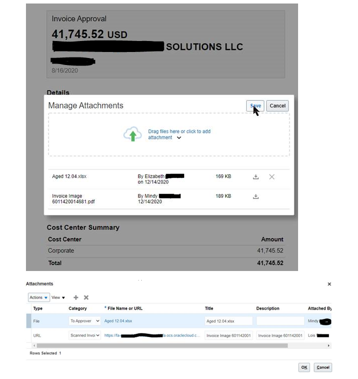 Invoice Approval Workflow With Attachment Shows Wrong Attached By User — Cloud Customer Connect