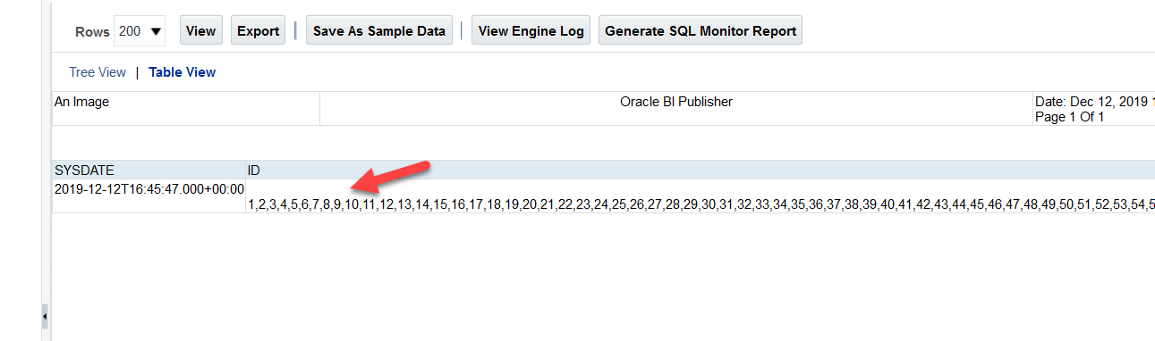 line feed when displaying getclob() using data model in oracle cloud ...