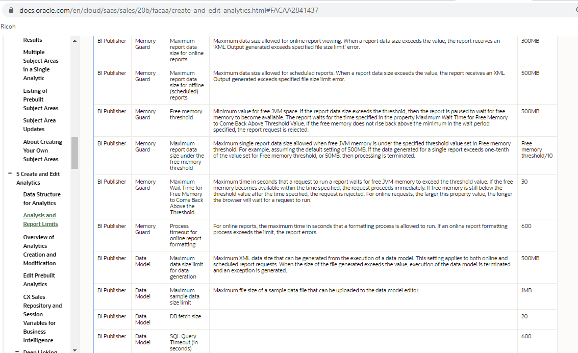Data Extract Limit In Bip Report — Cloud Customer Connect