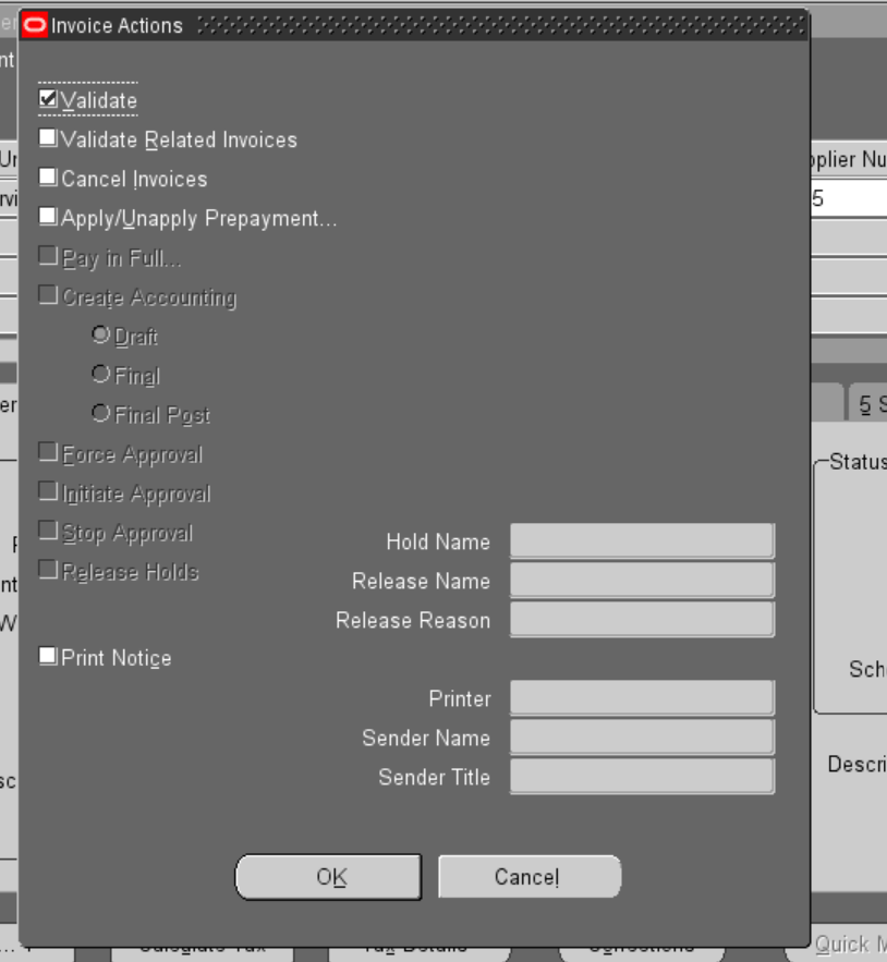 Create new AP invoice with status "Validated" — Cloud Customer Connect