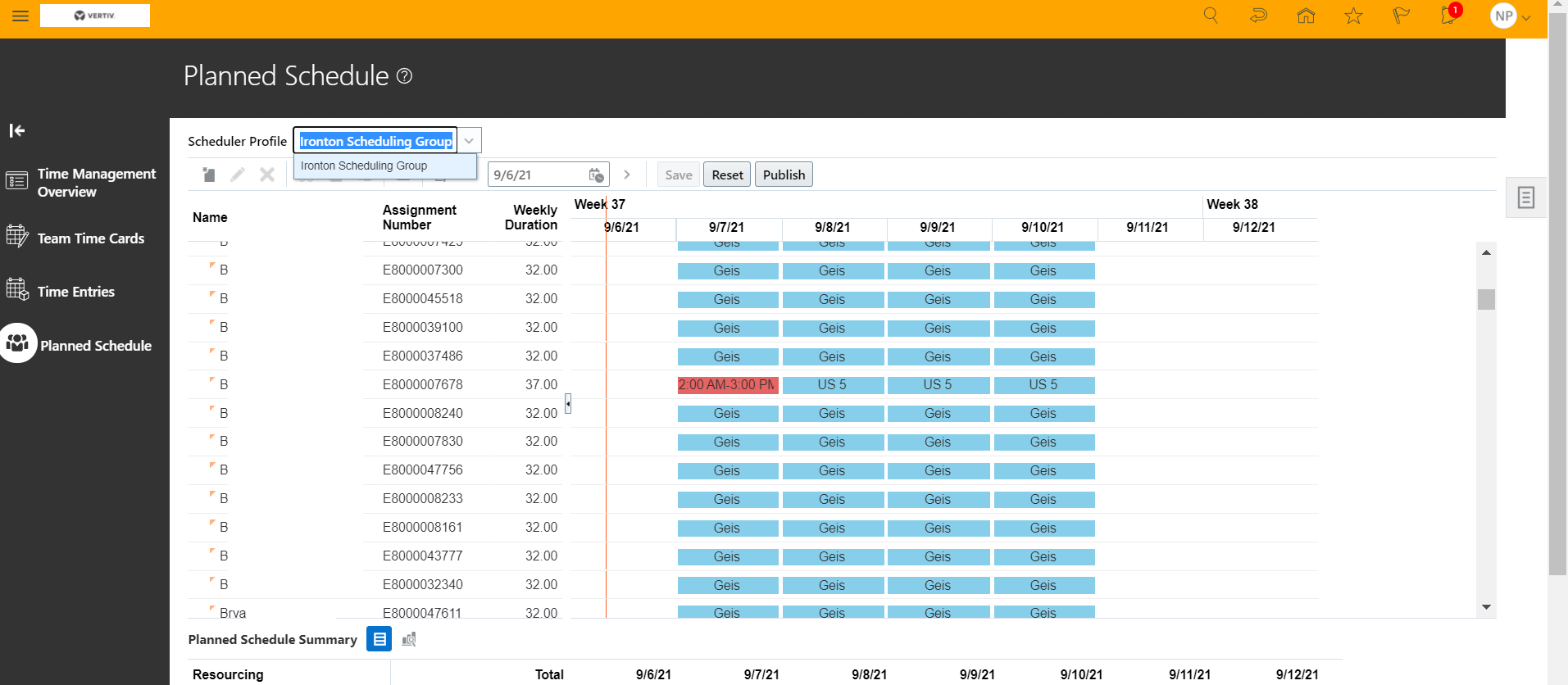 How to read Planned Schedule information — Cloud Customer Connect