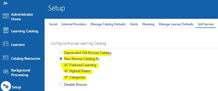 Configure Browse Learning Catalog-Setup — Cloud Customer Connect