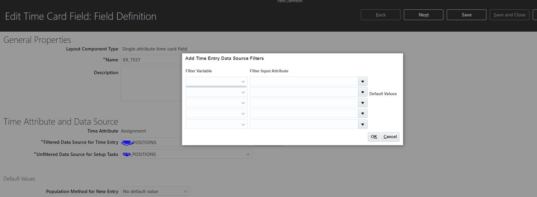 Unable to get the fields in the Add Time Entry Data Source Filters ... Unable to get the fields in the Add Time Entry Data Source Filters ...