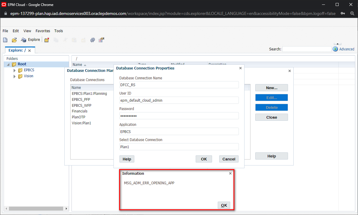 Creating a database connection in Reporting Studio in EPBCS — Cloud ...