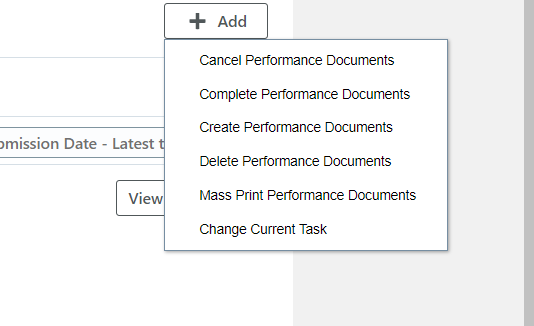 Mass Cancel and Deletion of Performance Document doesn't work instead ...