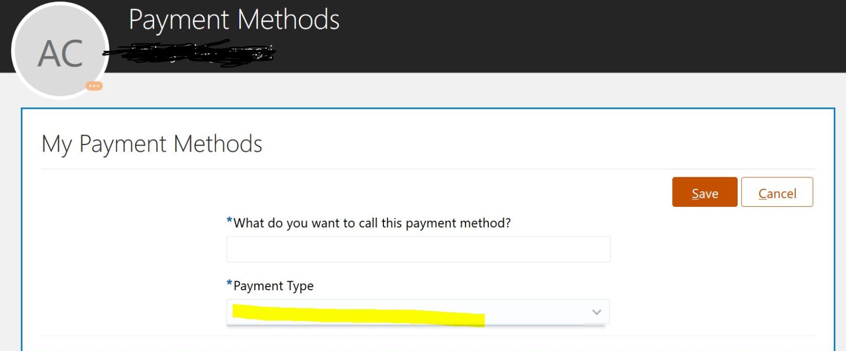 No Dropdown Values In Payment Type In Payment Methods — Cloud Customer ...