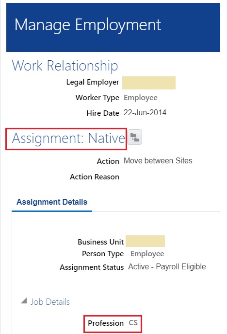 Assignment name is different from Job name — Cloud Customer Connect