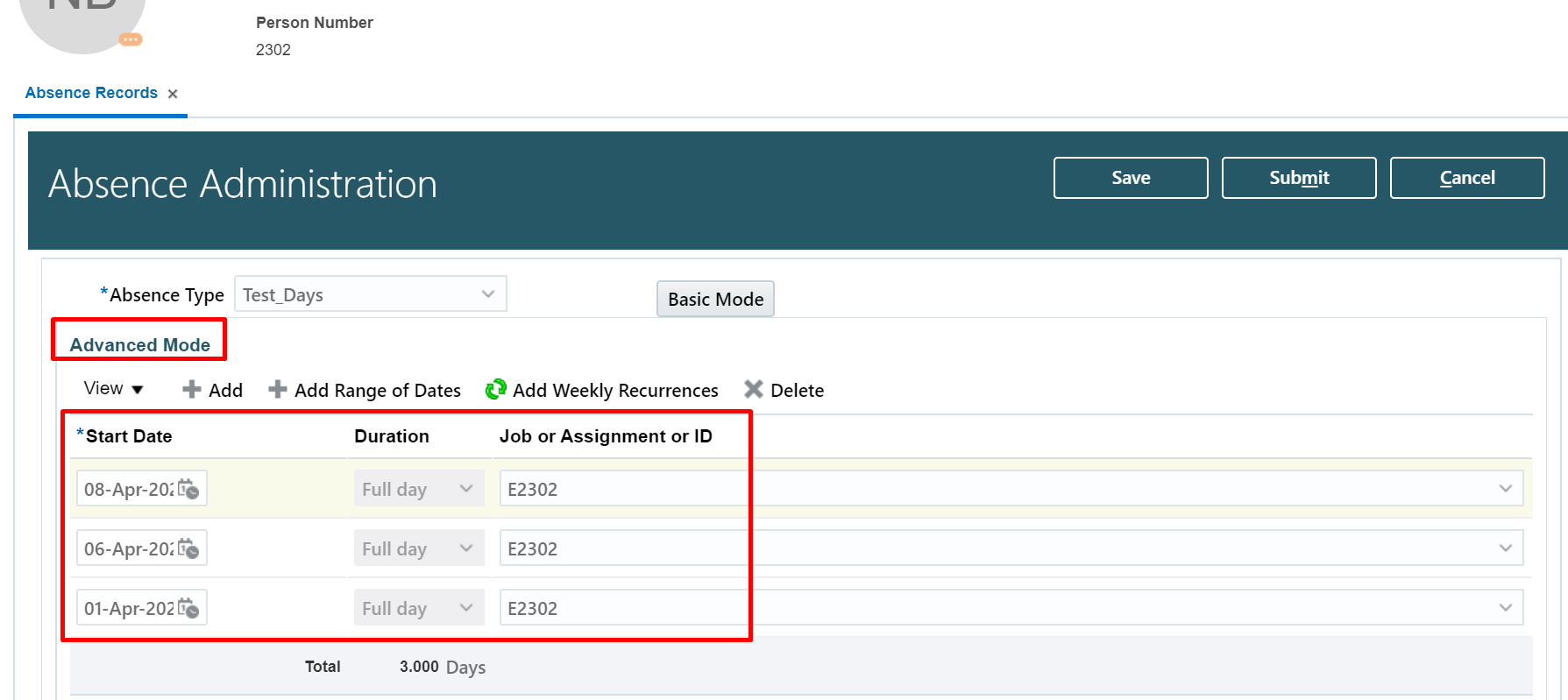 Fast formula: Looking for the DBIs which returns Start Date and End ...