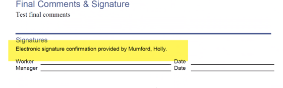 The correct mapping for the employee acknowledgment Digital Signature ...