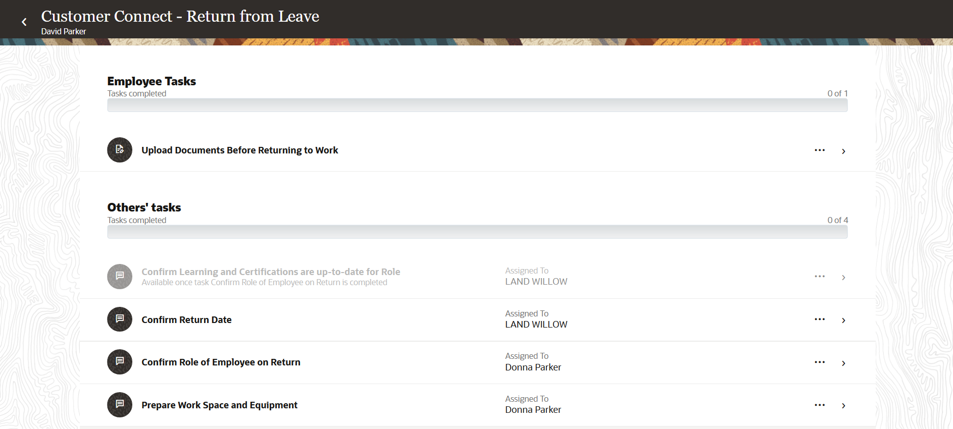 Oracle Journeys: Return from Leave — Cloud Customer Connect