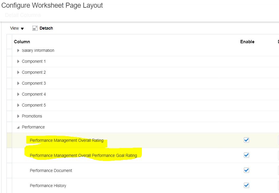 Query to get Performance Management Overall Performance Goal Rating from Compensation Plan ...