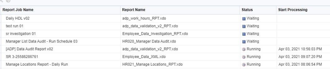 Scheduled Reports Are Stuck on either "Running" or "Waiting" Status — Cloud Customer Connect