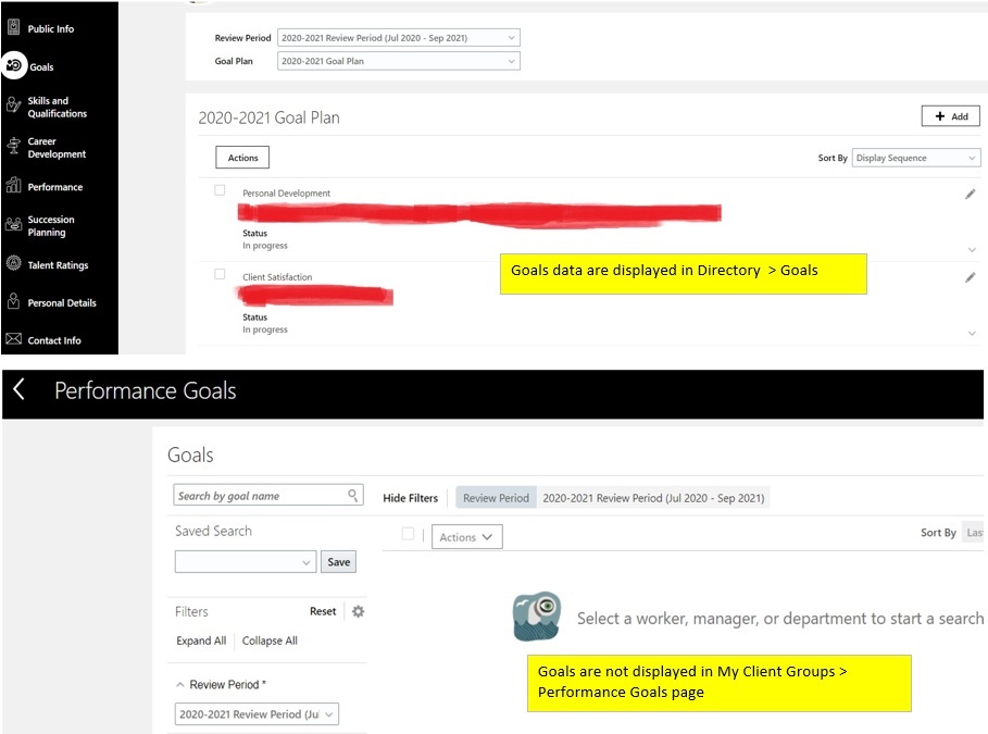 How to display data in My Client Groups > Performance Goals page ...